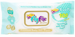 FlyFix Sensitive Premium Baby Wet Wipes - Pack of 100