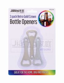 RETRO GOLD CROWN BOTTLE OPENERS 3 PACK