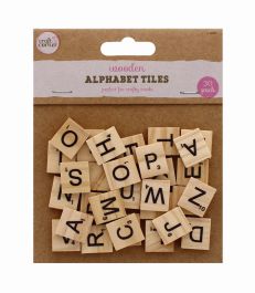 WOODEN ALPHABET LETTER TILES, 30 PACK